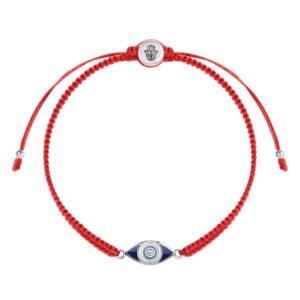 karma and luck red string bracelet for women with 925 sterling silver evil eye charm with diamond chip for spiritual cleansing, handmade in bali, size 5.5”-7.7”