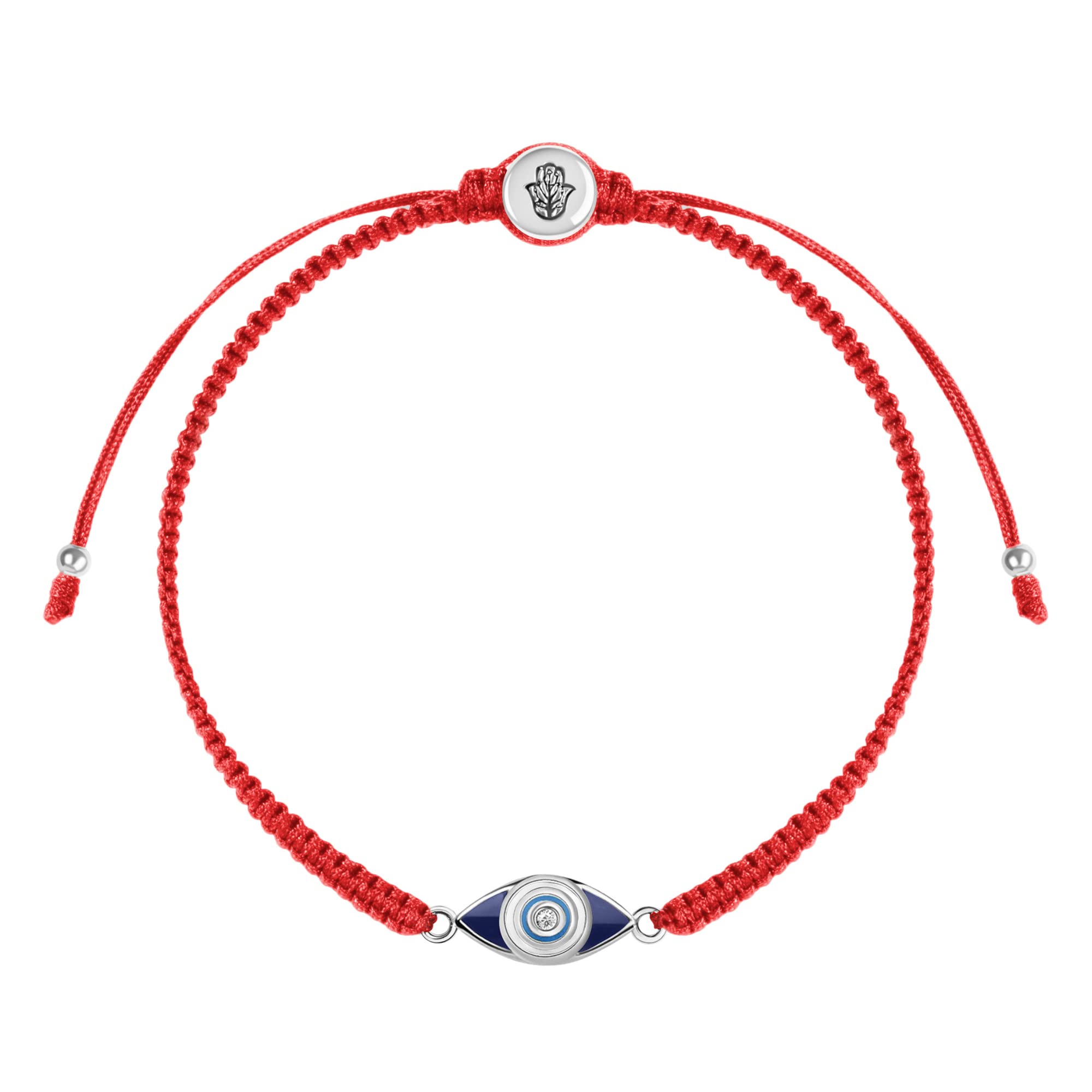 KARMA AND LUCK Red String Bracelet for Women with 925 Sterling Silver Evil Eye Charm with Diamond Chip for Spiritual Cleansing, Handmade in Bali, Size 5.5”-7.7”