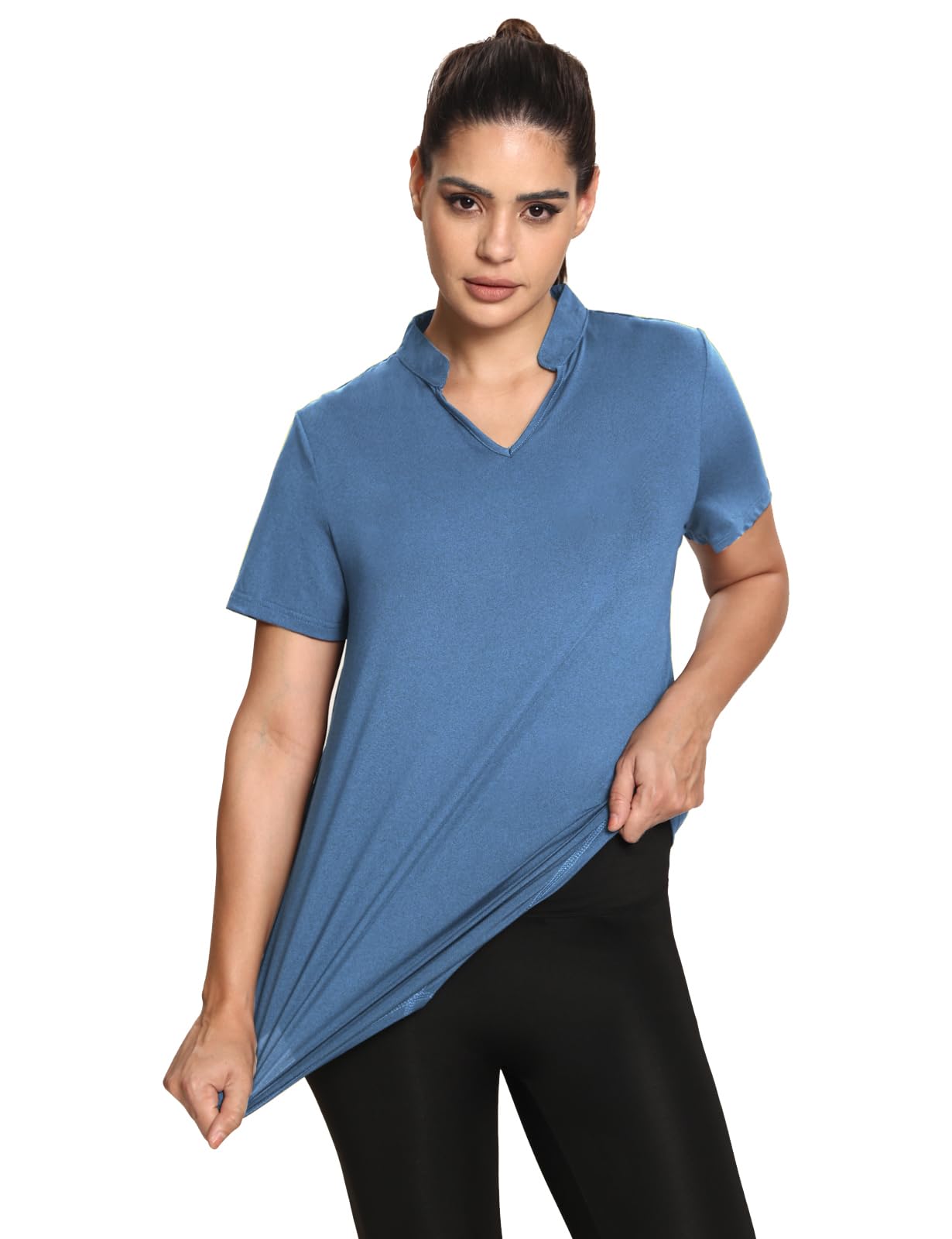 MISS FORTUNE Women's Polo Shirts, Golf V-Neck Workout Tops, Moisture Wicking Ladies Golf Shirt Loose Fit for Tennis Yoga