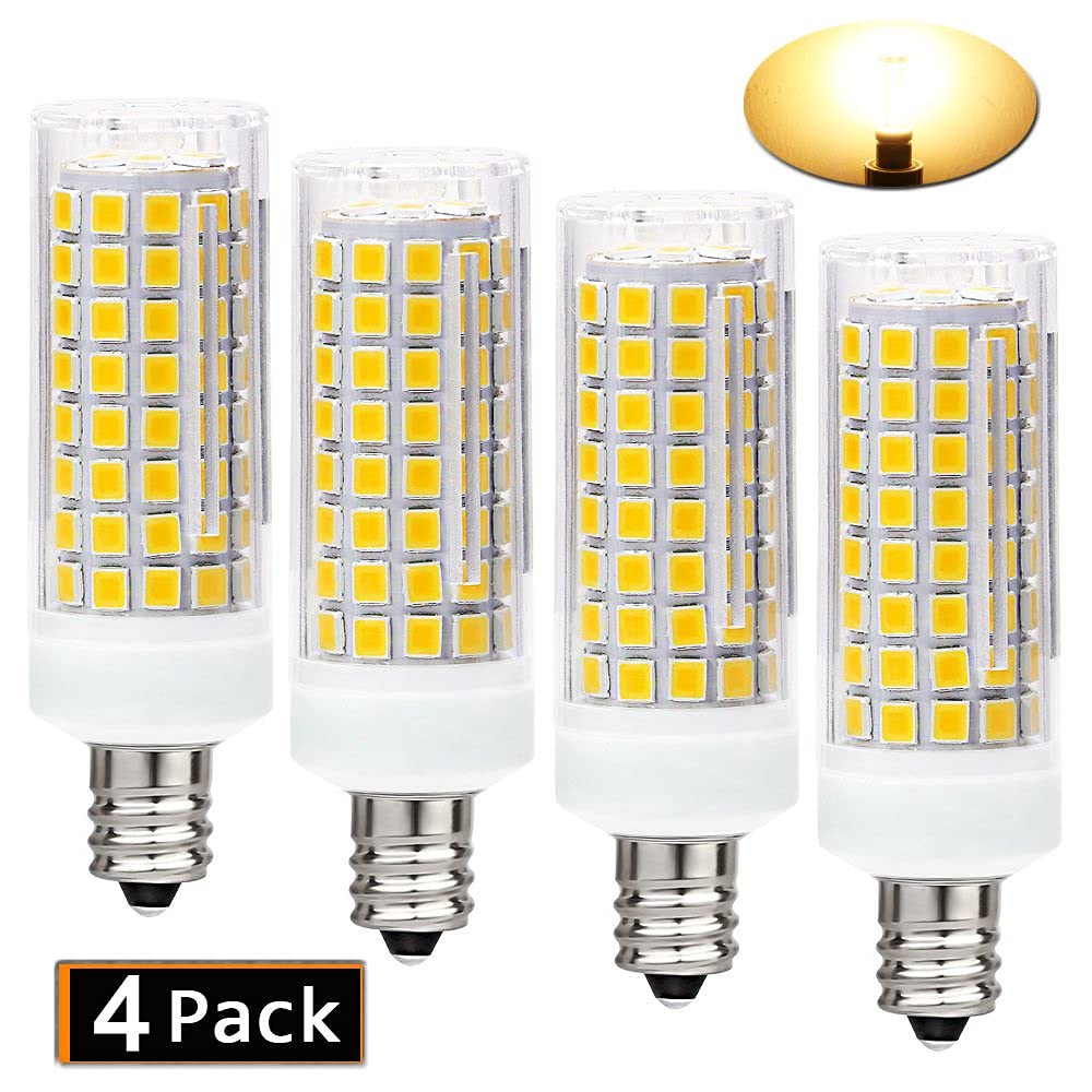 Treie 10W E12 LED Corn Light Bulb(4 Pack)E12 Dimmable 100 Watt Equivalent Bulb 1000LM 3000K Chandelier Bulbs Decorative Candle E12 Base for Home Lighting, AC110-120V (3000K)