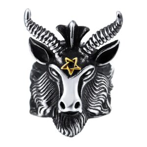 gold star goat black phillip ring pentagram lucifer sigil satanic leviathan stainless steel baphomet pentagram pendant satan satanist devil halloween witchcraft sabrina spell goth gothic