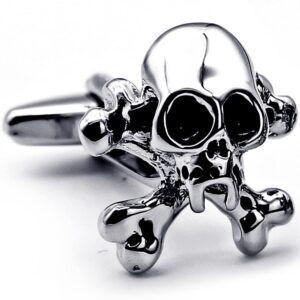 Cool Skull Cufflinks for Men Unique, 3D Skeleton Cuff-links, Gothic Cufflink, Men's Cuff Links, Men Cufflinks, Novelty Cufflinks, Mens Cuff Links, Gift for Wedding Grooms Groomsmen (Silver)