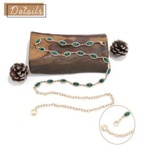 Vivilly Rhinestone Chain Belt Gold Crystal Waist Chain Belt for Women and Girls (Green crystal)