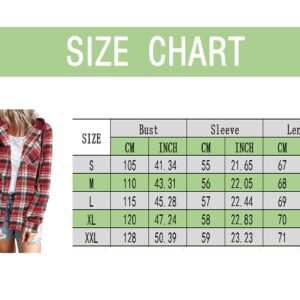 MOKINGTOP Flannel Women Shacket Plaid Print Long Sleeve Lapel Long Jackets Cardigan CoatFlannel Shacket Women,