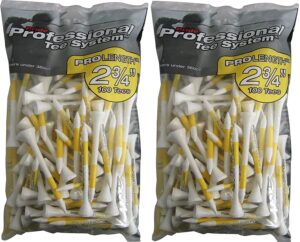 pride professional tee system golf pro length 2 3/4" 100 t wht/yl (2-pack)