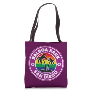 san diego balboa park usa california retro rainbow souvenir tote bag