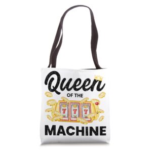 queen of slot machine funny casino gambling gambler graphic tote bag