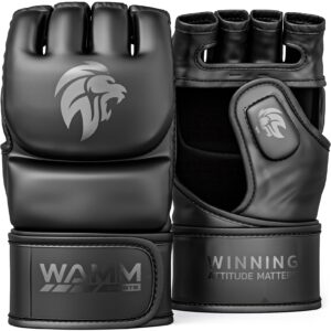 wamm sports mma gloves - for men & women - maxforce eve anti-injury shock absorb boxing gloves - powerflex kickboxing gloves - half finger, open palm for muay, sparring, punching bag (large/x-large)