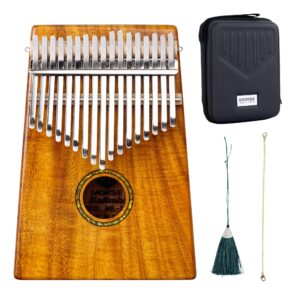 kalimba 17 keys thumb piano with case,solid koa wood professional kalimba marimba gift for kids adult beginners professional