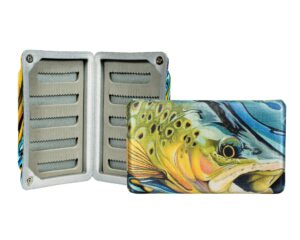 coldwater fly fishing - light weight floating designer trout picture fly box - medium vest size