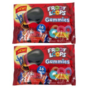 kelloggs froot loops gummies 16 individually wrapped packs halloween trick or treat candy, 16 count (pack of 2)