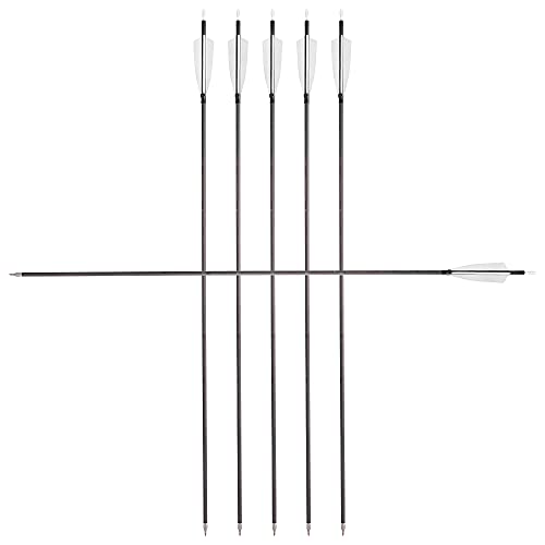 ZSHJGJR Archery 35" Carbon Arrow Hunting Arrows with 3 Pieces of 4-Inch White Feathers Targeting Practice Arrows Spine 400 for Recurve Bow Longbow Traditional Bow (12pcs)