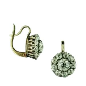 TISHYA JEWELLERS 2.0Ct Round Cut Diamond Antique Flower Drop/Dangle Earrings 14k Yellow Gold Over