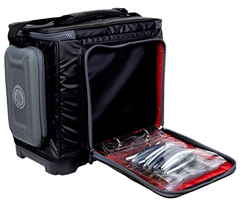 Plano KVD 3700 Signature Series Tackle Bag, Black with Red Accents, Water-Resistant TPE Coated Fabric, Premium Customizable Fishing Storage, Soft Tackle Bag