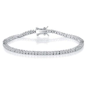 gemsme 2.0mm tennis bracelet for women and men，18k white gold plated round 2mm cubic zirconia classic tennis bracelet