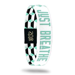 zox bracelets — just breathe | stretchy elastic band with motivational affirmations and beautiful artwork, great gift for men, women, and kids (medium)