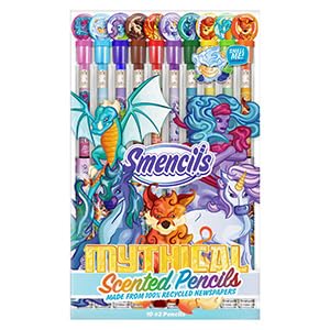 mythical smencils - limited edition - patented gourmet scented pencils (graphite hb #2) with new black finish and multi-layered paper construction, 10 count - gifts for kids, classroom rewards