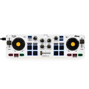 hercules djcontrol mix – bluetooth wireless dj controller for smartphones (ios and android) – djay app – 2 decks, white