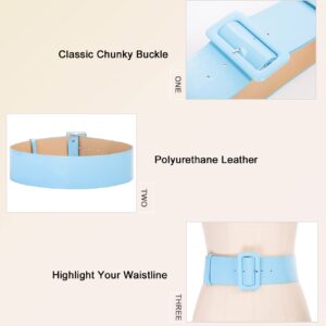 Hanna Nikole Vintage Patent Leather Wide Waist Belts for Women for Evening Dresses 4XL Blue