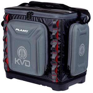 Plano KVD 3700 Signature Series Tackle Bag, Black with Red Accents, Water-Resistant TPE Coated Fabric, Premium Customizable Fishing Storage, Soft Tackle Bag