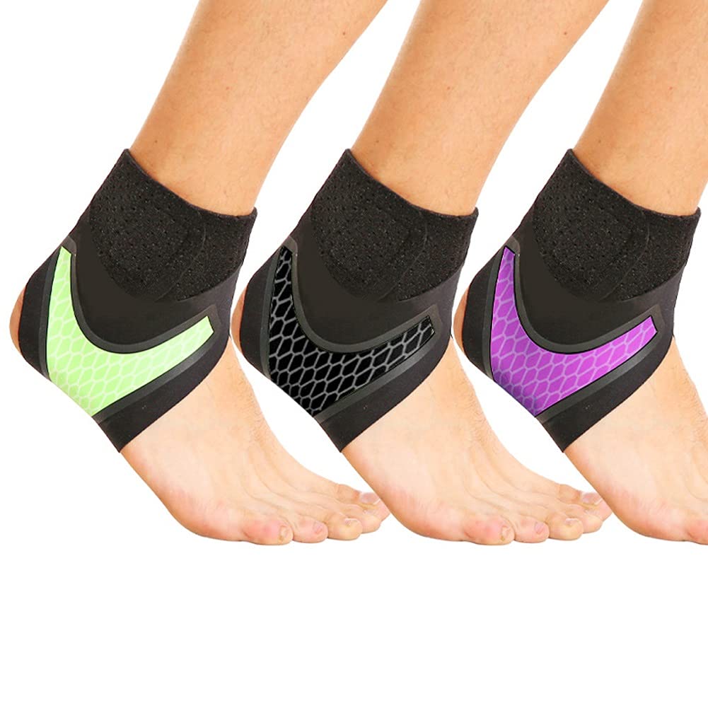 Ankle Brace Adjustable Ankle Support Breathable Compression Foot Sleeves Elastic Ankle Wrap for Sports Injury Plantar Fasciitis Achilles Tendonitis Ligament Damage 1 Pair (Color : Purple)