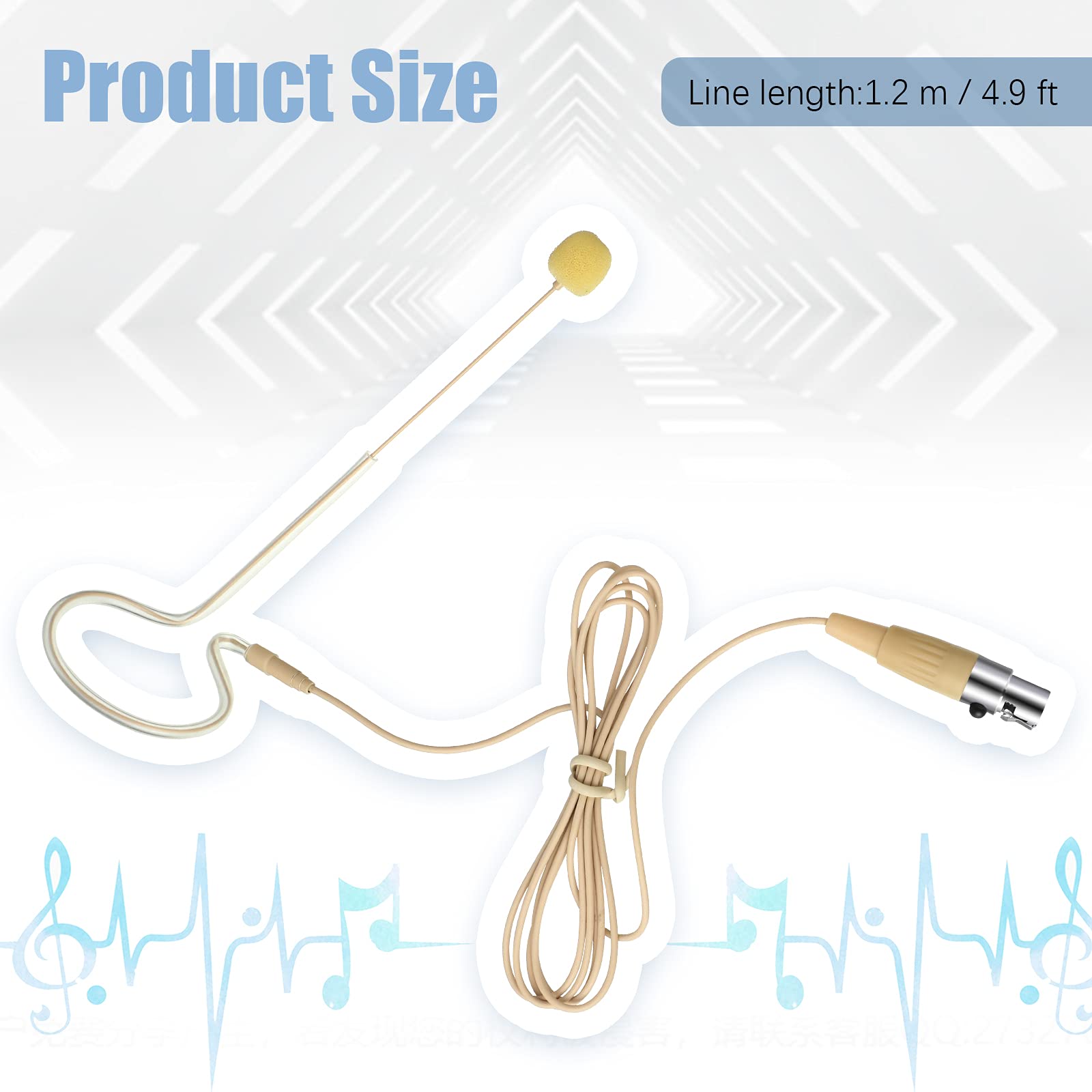 TOODOO in Ear Back Electric Microphone Mini XLR Mic Over The Ear Microphones Headset Microphone XLR with 4 Pin Mini XLR Cable Wire and Microphone Windscreens Compatible with Shure, Beige Color (2 Pcs)