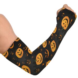 xigua halloween pumpkin cooling arm sleeves uv sun protection arms cover with thumb hole for sport men women driving cycling golf fishing