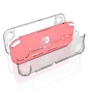 nananino portable electronic device cover for nintendo switch lite, clear hard glitter case - compatible with up to 5.5 inch devices, anti-slip, glitter theme