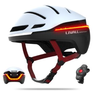 livall evo21 smart bike helmet with light, smart helmet with wide-angle light | turn signals | brake warning light | fall detection, bike helmets for men women, bicycle helmet for urban commuter