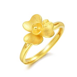 chow sang sang chinese wedding collection 999.9 24k gold price-by-weight 4g gold floral ring (adjustable) for women 90353r