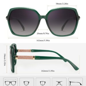 KALIYADI Polarized Sunglasses Womens Trendy Square Ladies Sun Glasses Classic Shades Sparkling Frame UV400 Protection(Green)