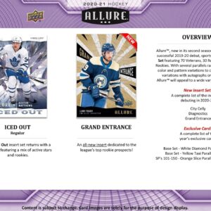 2020-21 Upper Deck Allure NHL Hockey Blaster Box - 6 Packs per Box - 5 Cards per Pack - Look for Blaster Exclusive Yellow Taxi Parallel