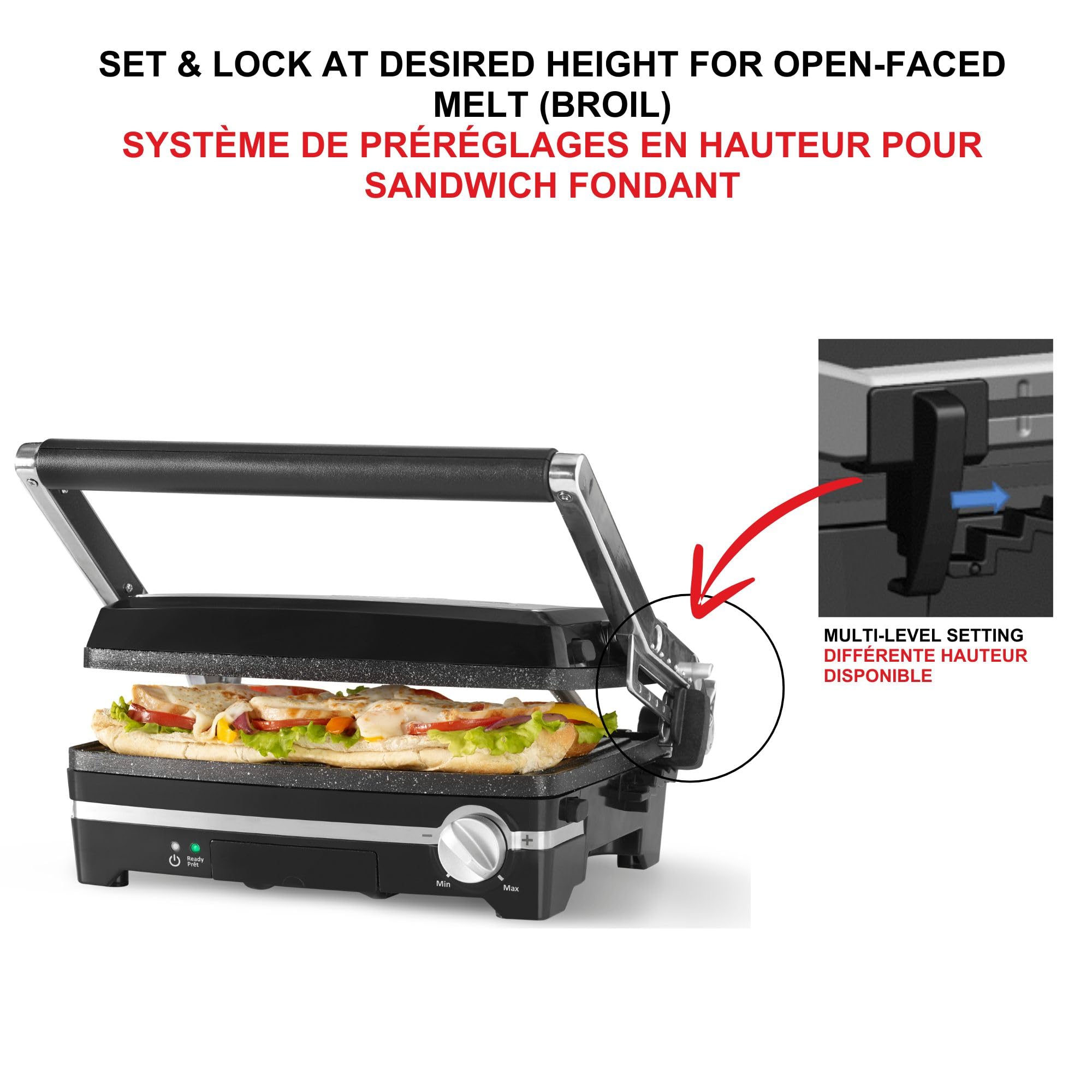 Starfrit 024505-002-0000 The Rock 1,500-Watt Panini Maker with Reversible Plates