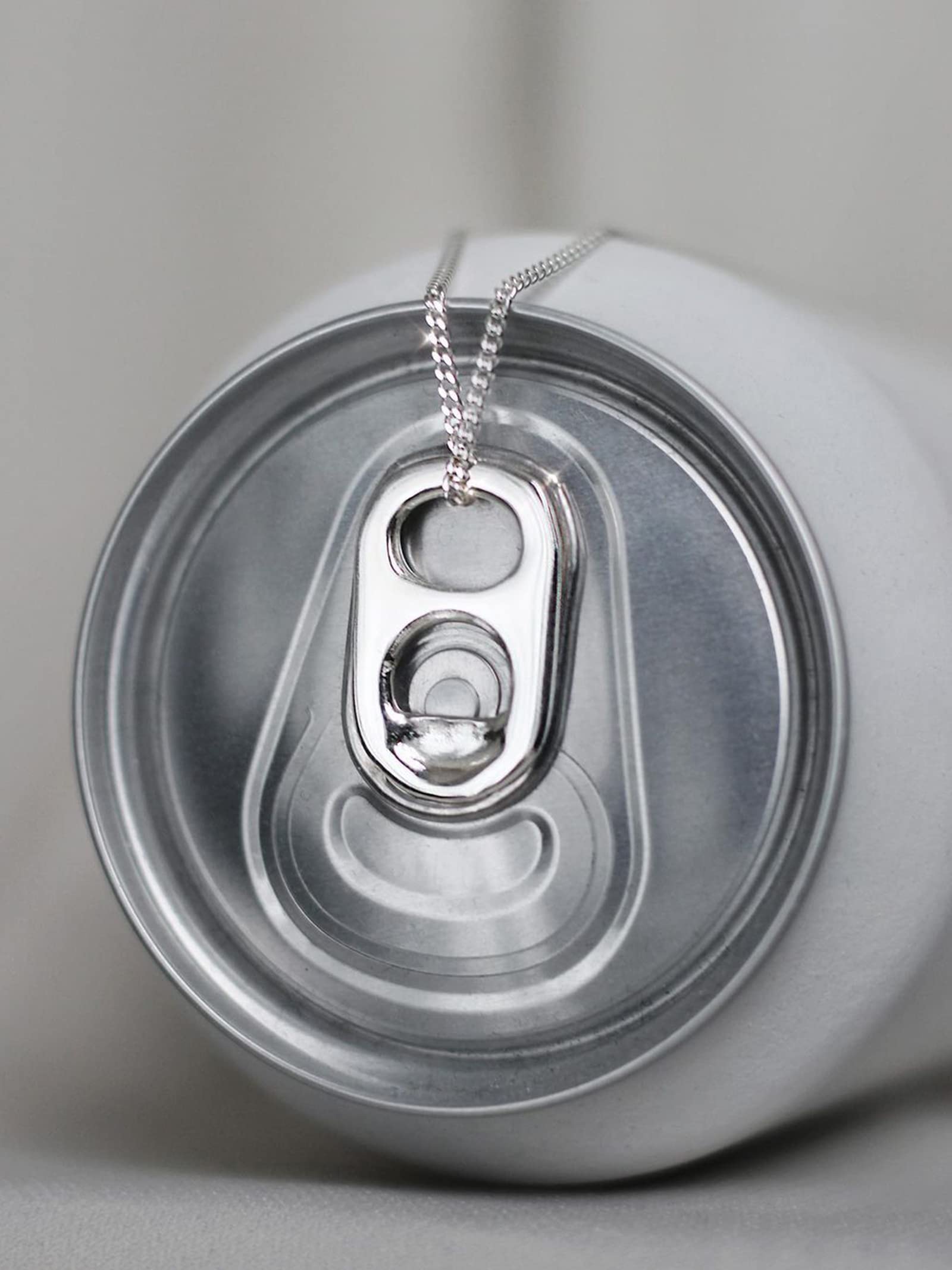 Frodete Soda Tab Necklace for Women Soda Bottle Cap Necklaces for Women Trendy Silver Beaded Chain Necklaces Punk Gifts Christmas Gifts