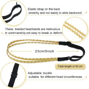 Jutom 6 Pieces Elastic Braided Headbands No Slip Adjustable Headbands Stretchy Headbands for Women Strand Headband Plaited Hair Band Hippie Hair Accessory