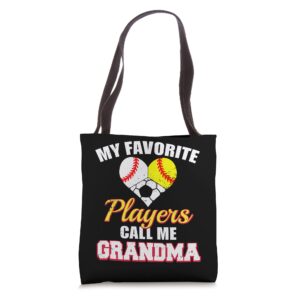 my favorite players grandma baseball softball soccer tote bag