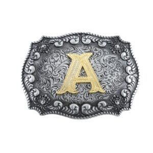 huabola calyn belt buckle men, western cowboy rodeo small alphabet letter abcdmrj to z initial belt buckles for women (a)