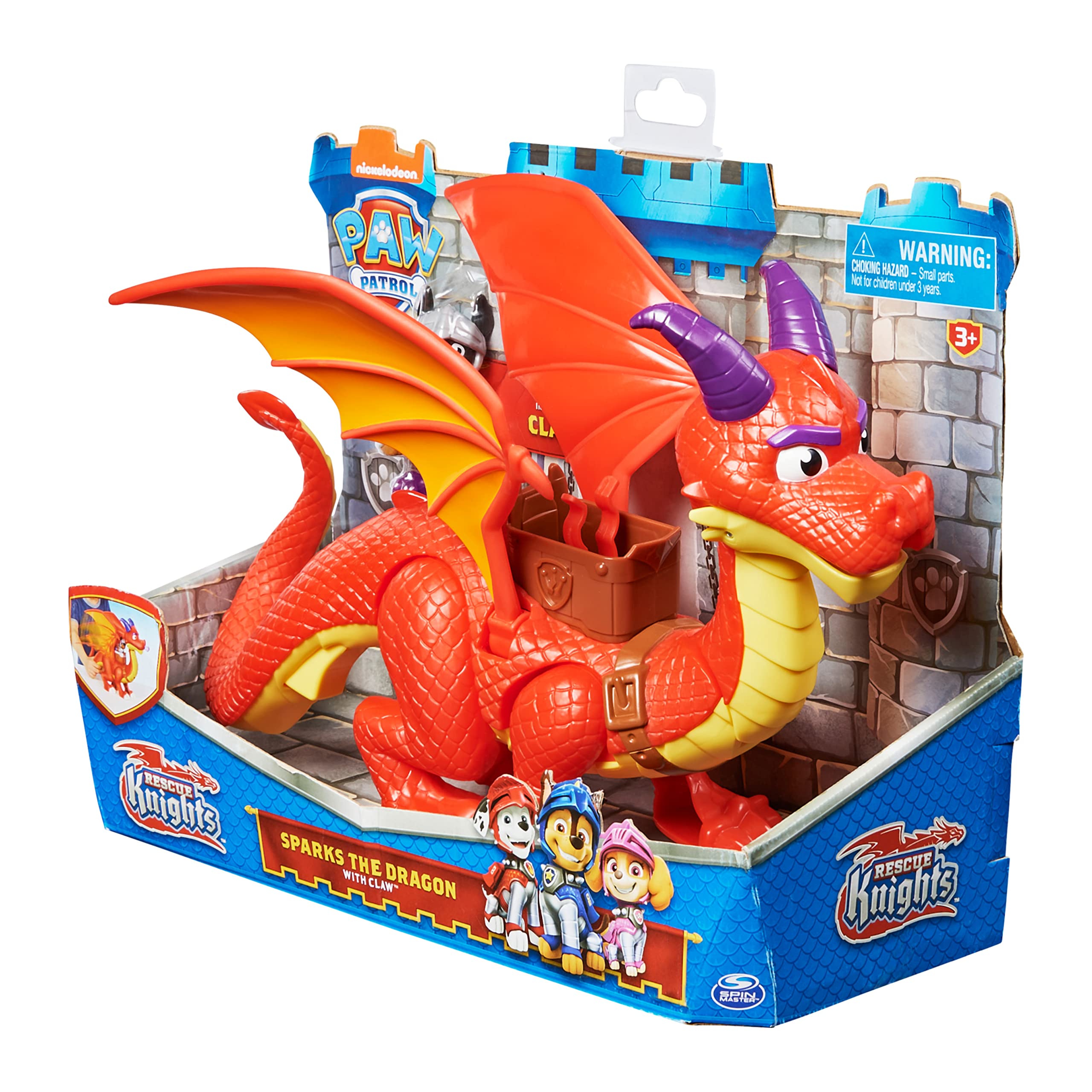 Spin Master 6062105 PAW Patrol Rescue Knights Sparks The Dragon with Super Wings and Pup Claw Action Figures, Set of 2