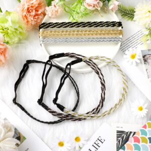 Jutom 6 Pieces Elastic Braided Headbands No Slip Adjustable Headbands Stretchy Headbands for Women Strand Headband Plaited Hair Band Hippie Hair Accessory