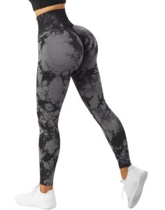 rxrxcoco womens seamless butt lifting leggings high waisted yoga pants tummy control workout leggings compression tights black tie dye medium