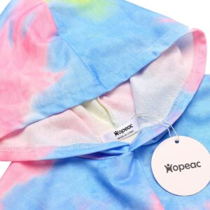 Hopeac Girls Casual Twist Front Sweatshirt Tie Dye Printed Long Sleeve Crop Tops Pullover