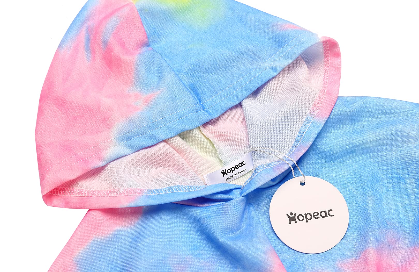 Hopeac Girls Casual Twist Front Sweatshirt Tie Dye Printed Long Sleeve Crop Tops Pullover