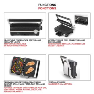 Starfrit 024505-002-0000 The Rock 1,500-Watt Panini Maker with Reversible Plates