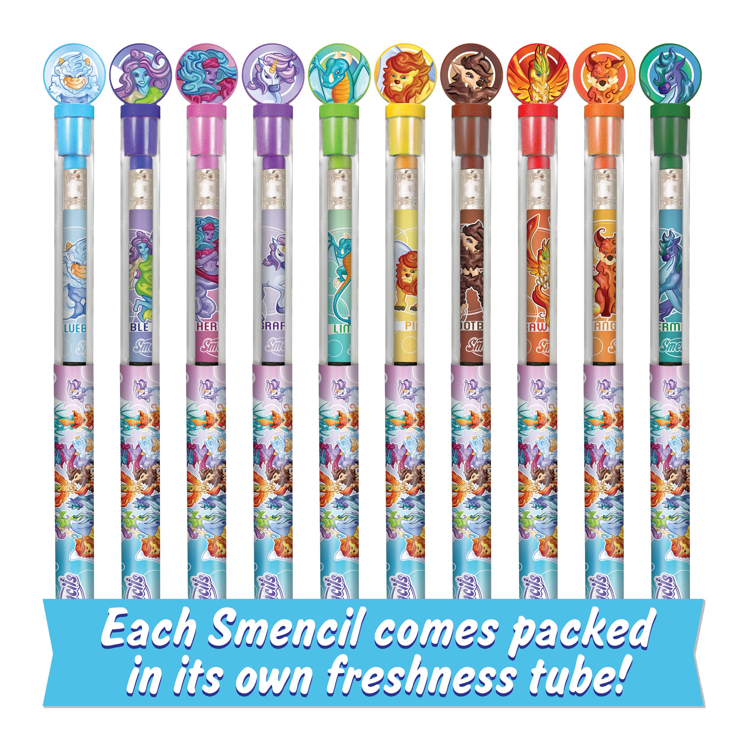 Mythical Smencils - Limited Edition - Patented Gourmet Scented Pencils (Graphite HB #2) with new Black Finish and Multi-layered Paper Construction, 10 Count - Gifts for Kids, Classroom Rewards