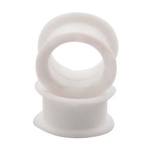 pair 15/16" (24mm) white silicone eyelet tunnels double flare gauges thin soft flexible flesh plugs (2pcs)