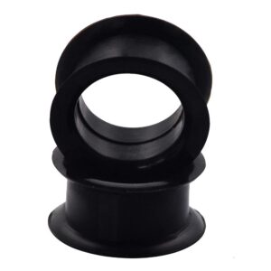 pair 7/8" (22mm) black silicone eyelet tunnels double flare gauges thin soft flexible flesh plugs (2pcs)