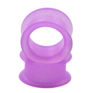 pair 1" (25mm) purple silicone eyelet tunnels double flare gauges thin soft flexible flesh plugs (2pcs)