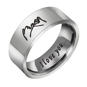 colorful bling pinky promise couple rings stainless steel polish i love you engagement wedding ring band for friendship lovers valentine's day wedding jewelry-silver7