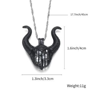 SUU Villain Jewelry Maleficent Necklace Women Girls Locket Necklace Maleficent Horn Pearl Cage Pendant Black Necklace Villain Gift