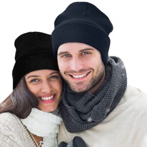 ZEXIAN 3 Pack Comfortable Breathable Soft Beanie Knit Slouchy Winter Skull Hats for Men and Women,Gifts for Christmas (Black& Grey& Navy Blue)